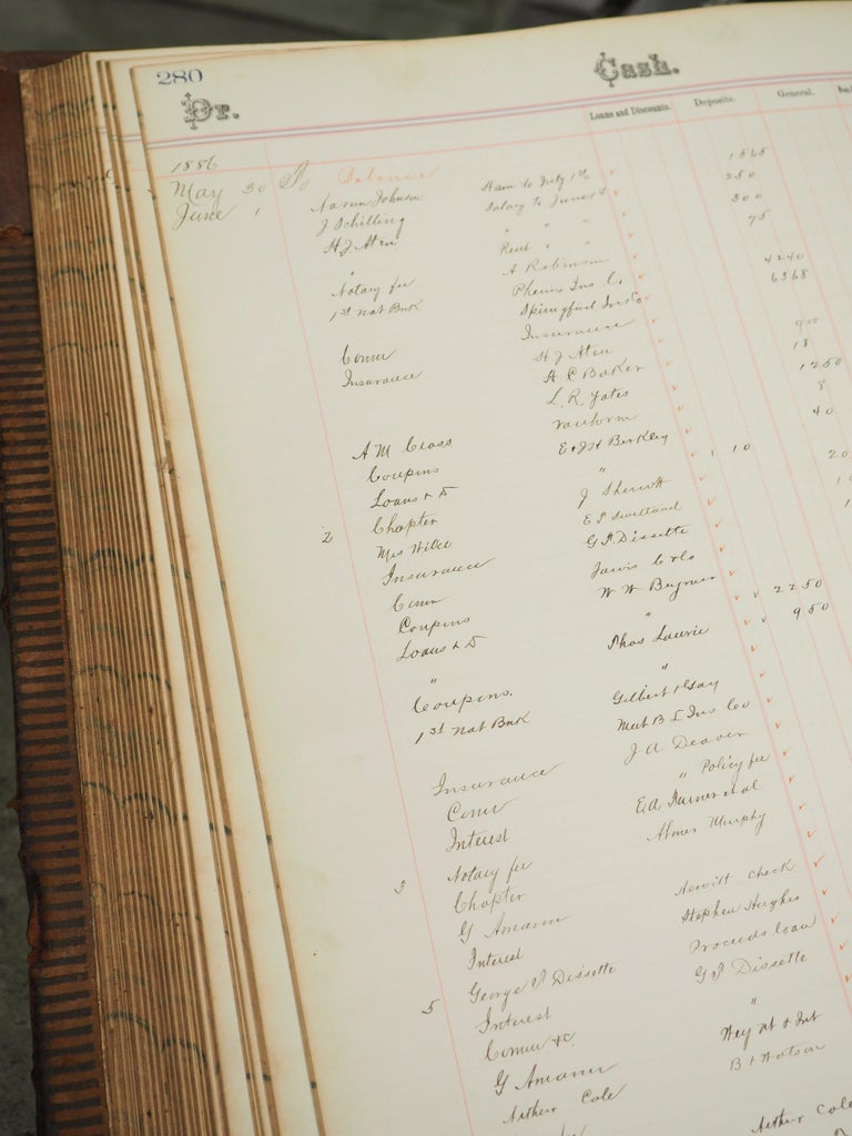 Large 19th Century Leather Bound Ledger by Culver, Page, Hoyne and Co ...