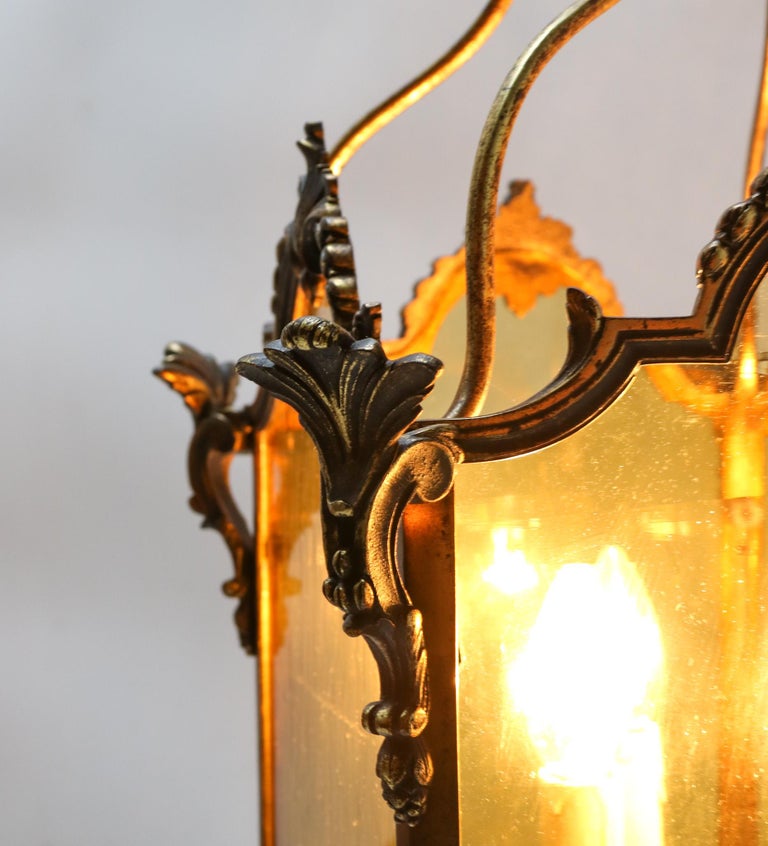Large 19th Century Louis XV Style Five-Panel Bronze Hall Lantern For ...