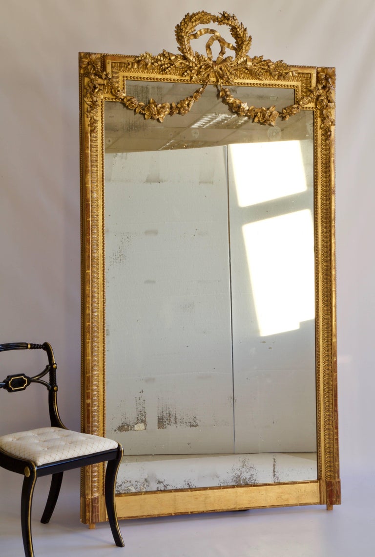 Large 19th Century Louis XVI Style Gold Mirror at 1stDibs