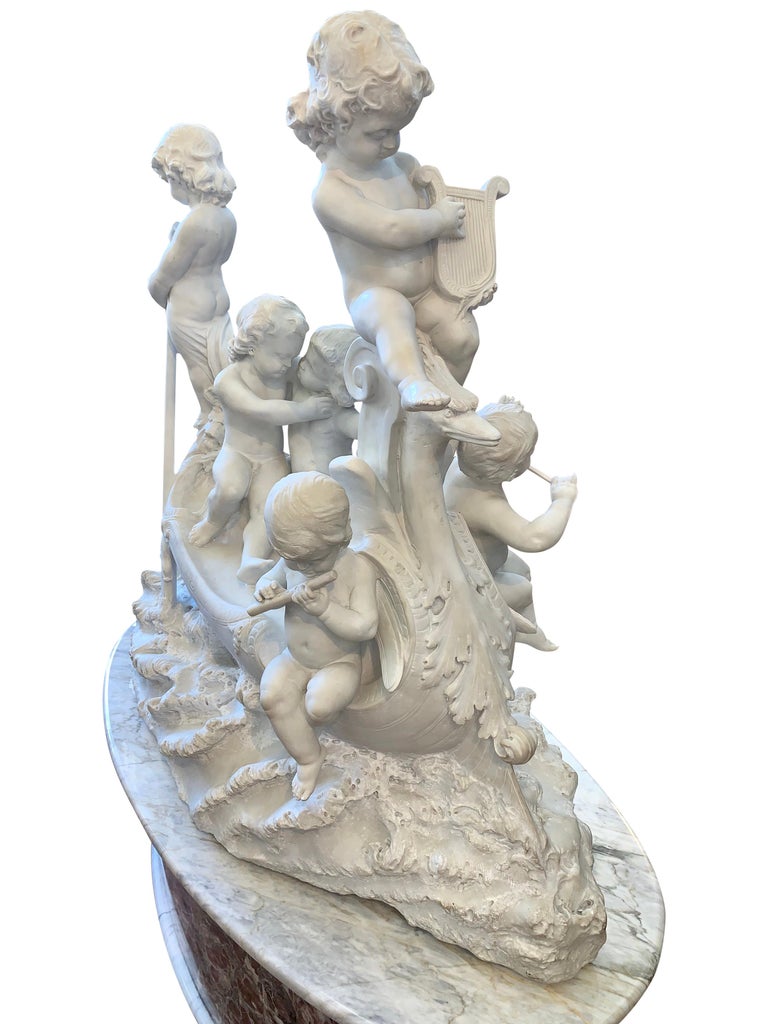 Large 19th century marble sculpture, 'The Love Boat' For Sale at 1stDibs