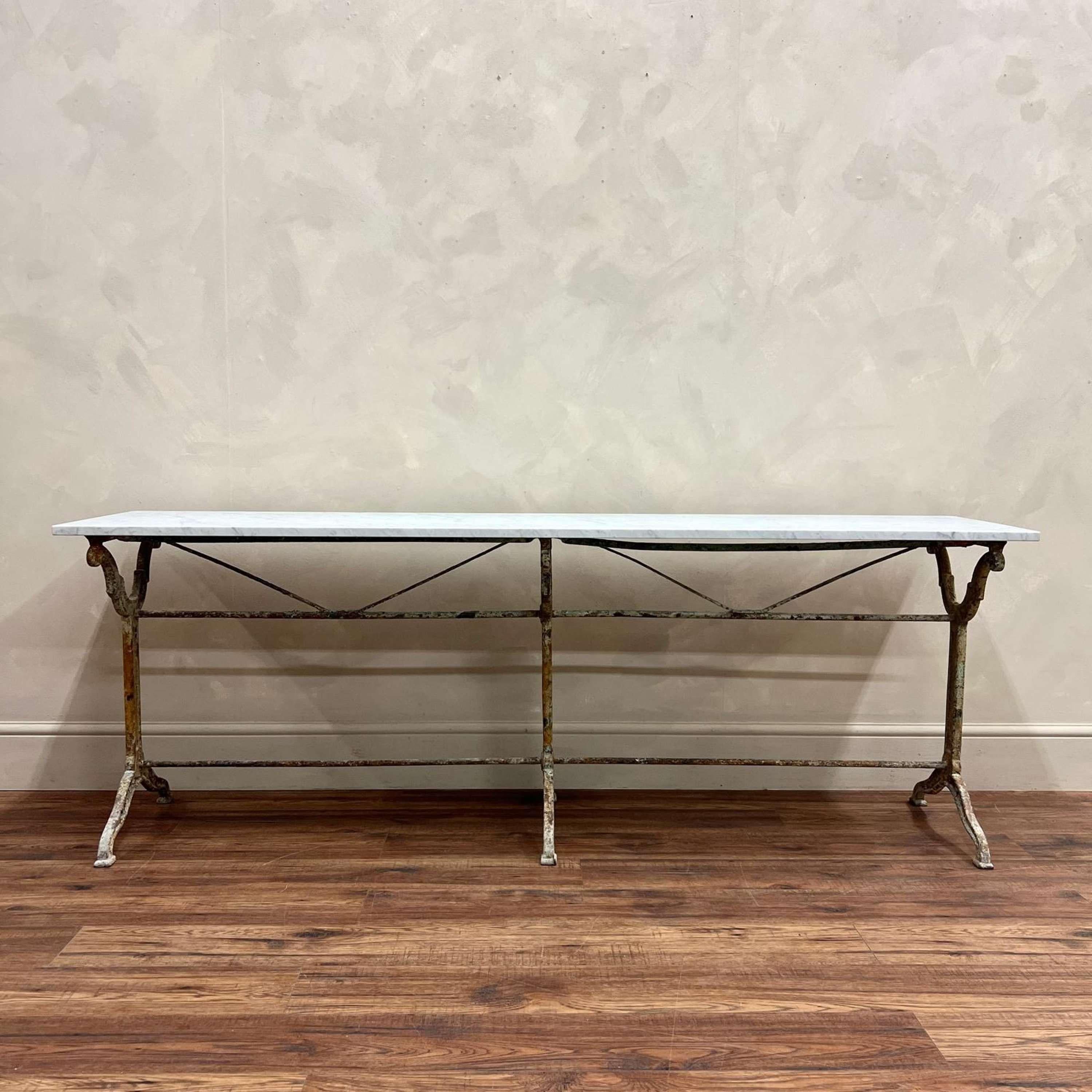 Large, 19th Century Marble Top French Garden Table/Console For Sale at ...