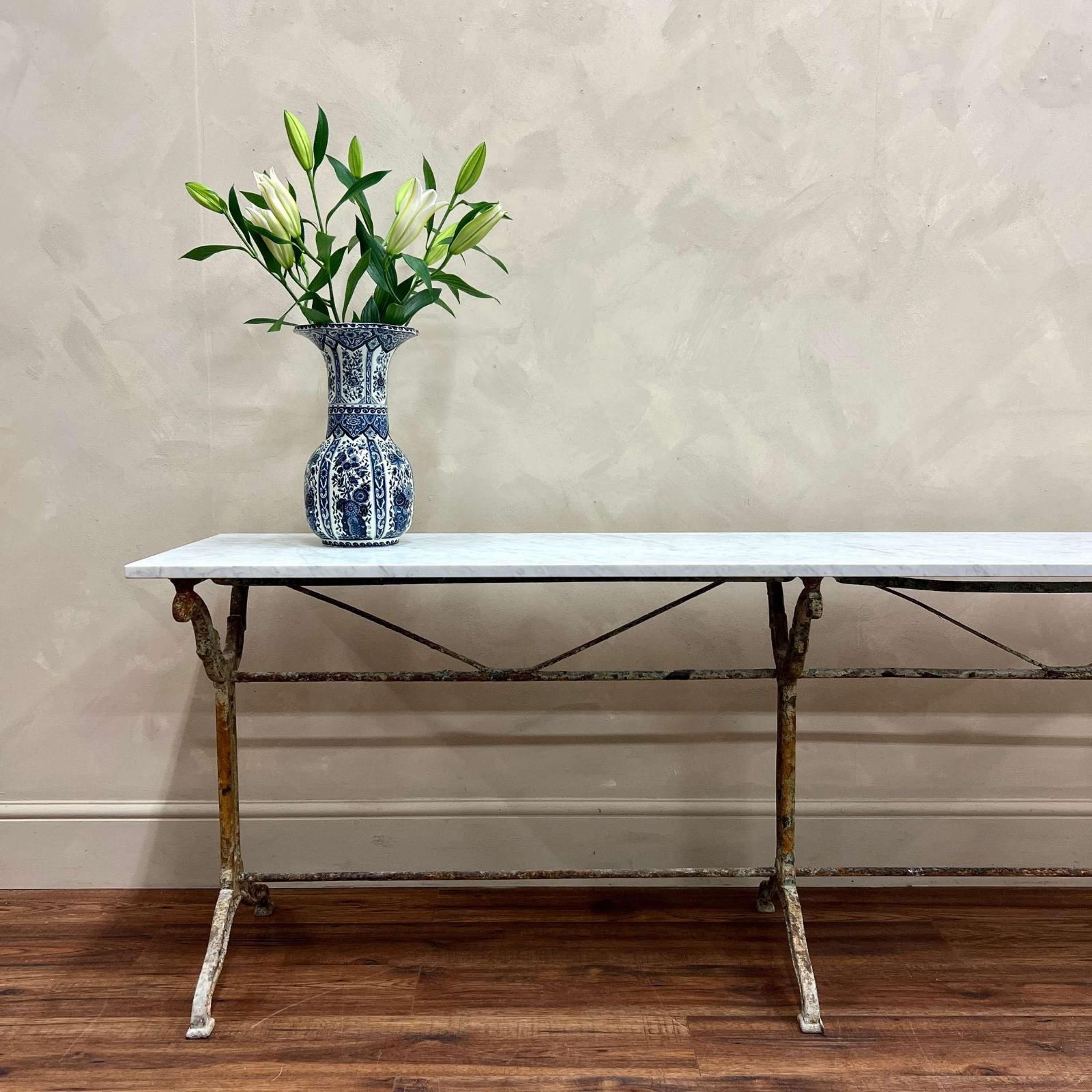 Large, 19th Century Marble Top French Garden Table/Console For Sale at ...