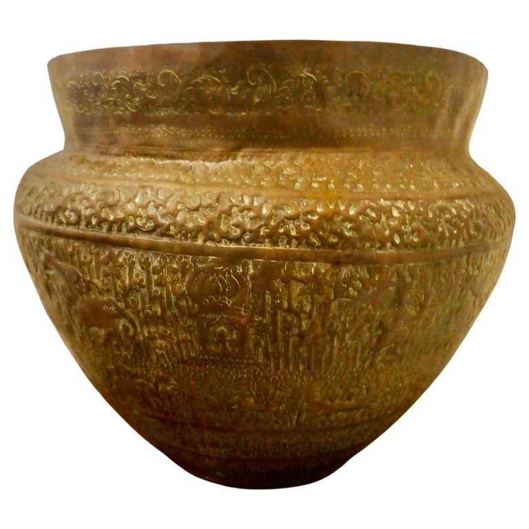 Large 19th Century North African Brass Jardiniere Pot at 1stDibs