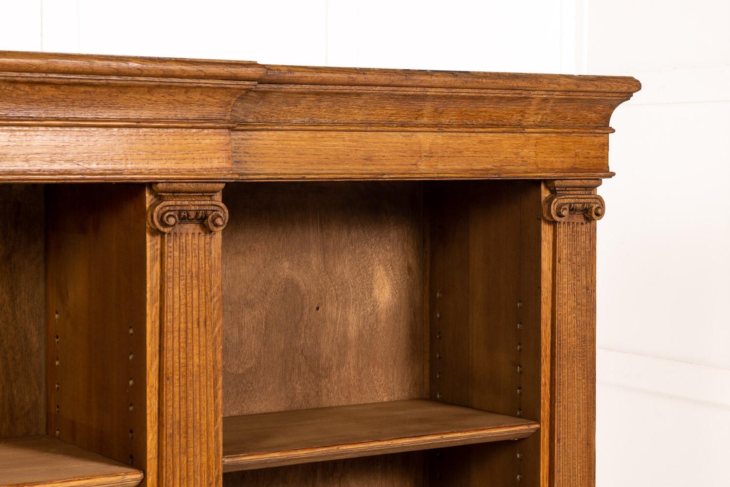 Large 19th Century Oak Country House Open Bookcase at 1stDibs