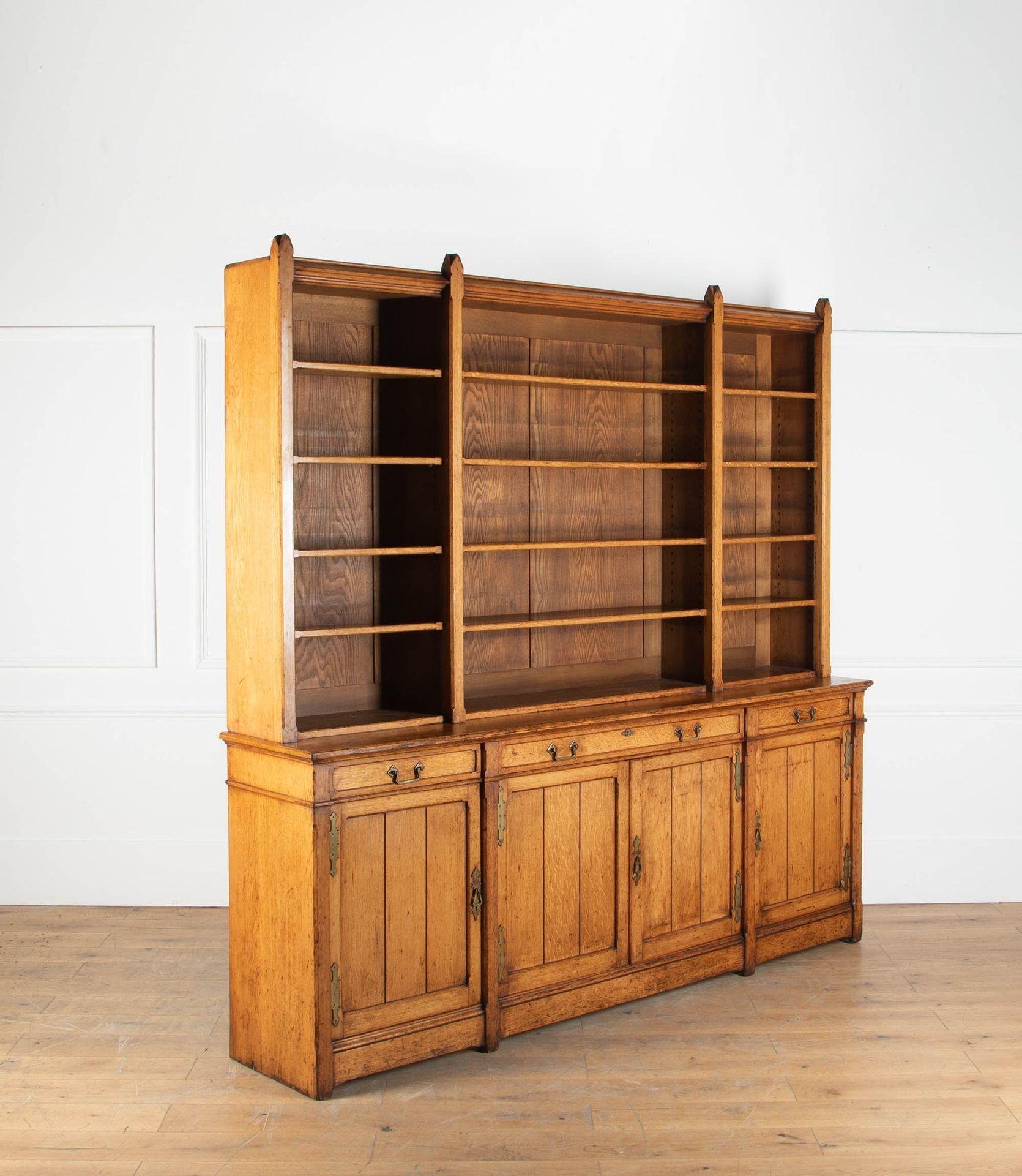 Large 19th Century Oak Gothic Revival Library Bookcase at 1stDibs