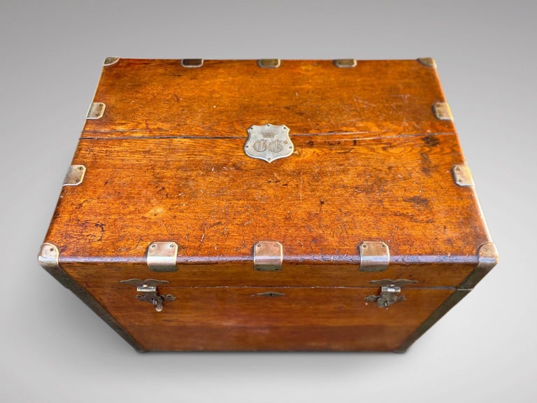 Large 19th Century Oak Travelling Silver Chest Storage Trunk For Sale ...