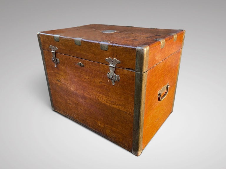 Large 19th Century Oak Travelling Silver Chest Storage Trunk For Sale ...