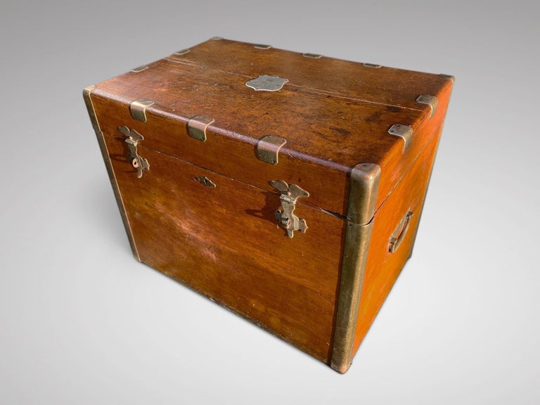 Large 19th Century Oak Travelling Silver Chest Storage Trunk For Sale ...