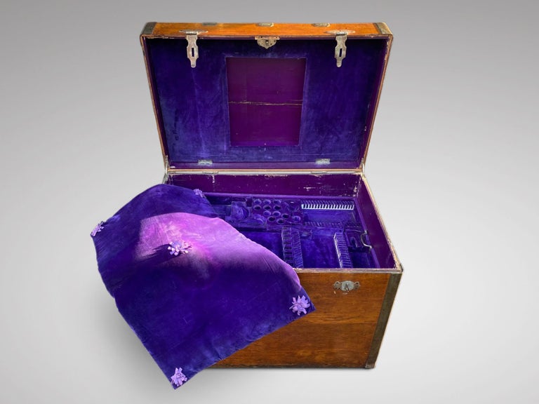 Large 19th Century Oak Travelling Silver Chest Storage Trunk For Sale ...