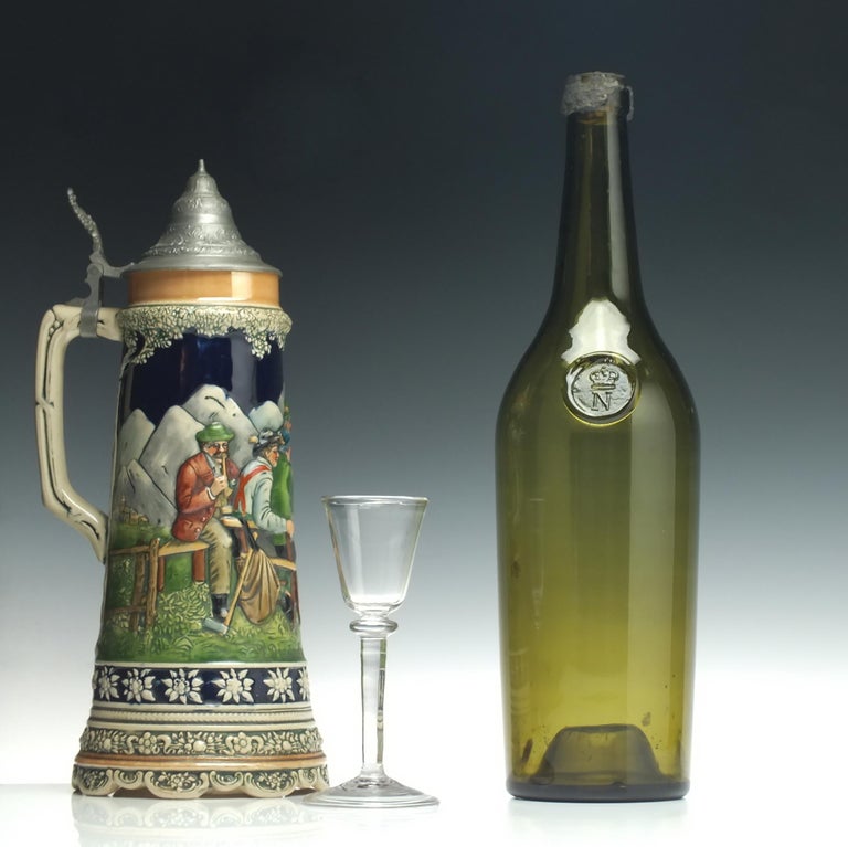 Large 19th Century Olive Green Napoleon III Sealed Wine Bottle, circa ...