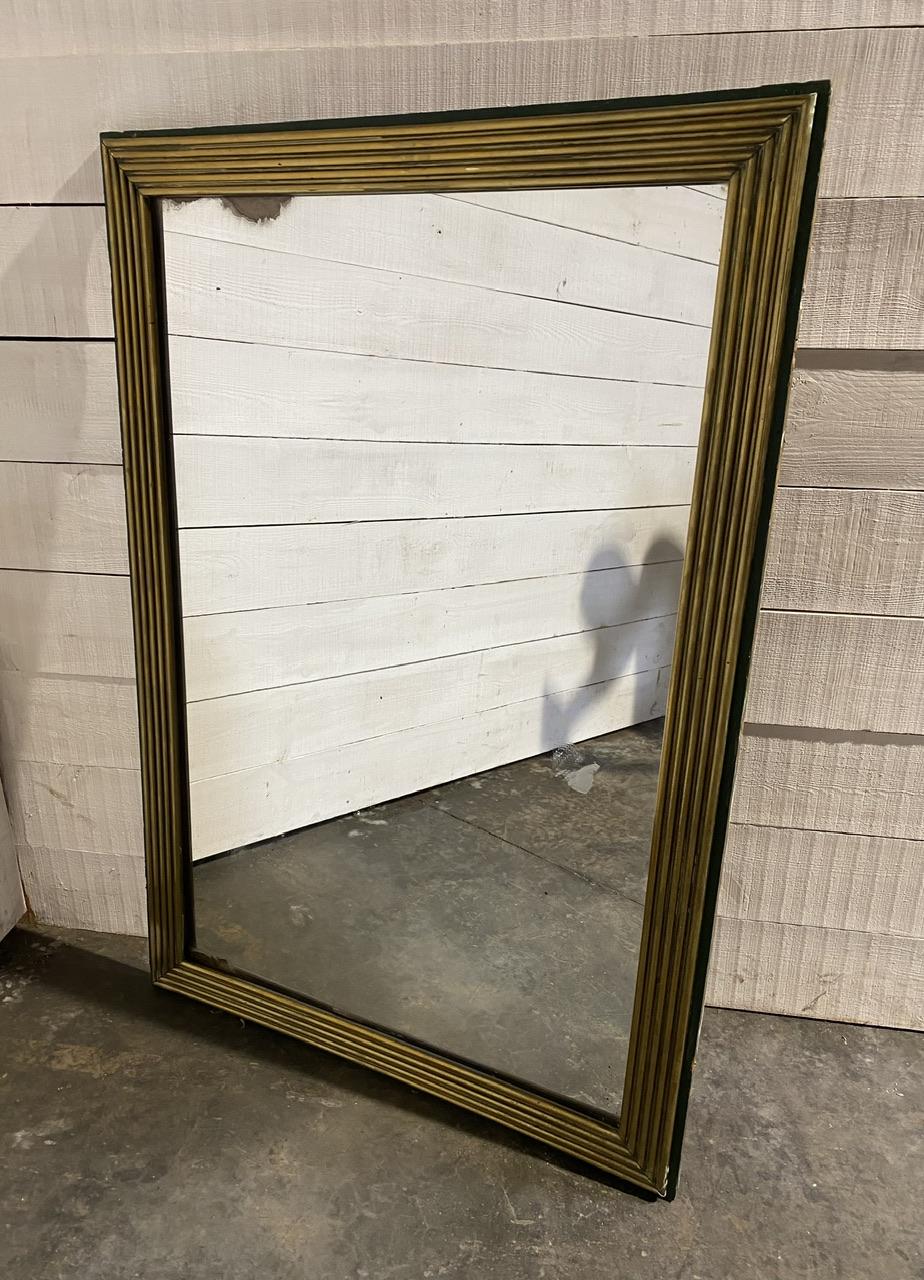 Large 19th Century Reeded Brass Mirror For Sale at 1stDibs