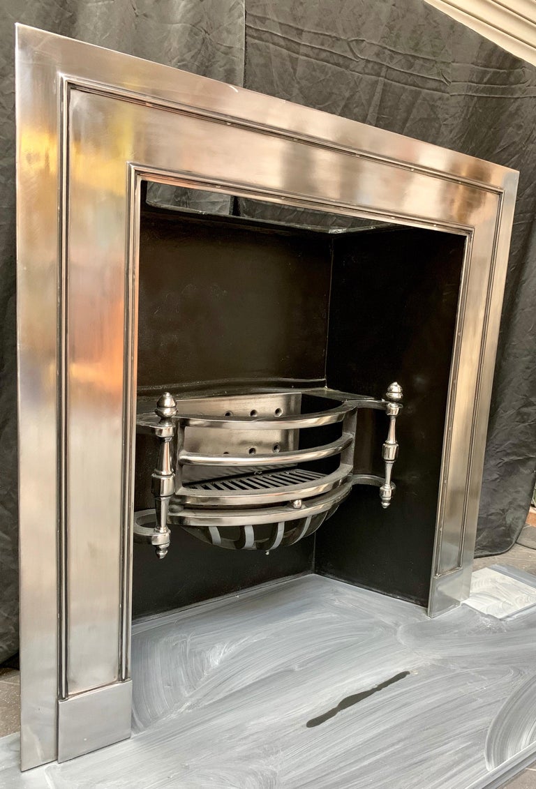 Large 19th Century Regency Style Polished Steel Fireplace Insert For ...