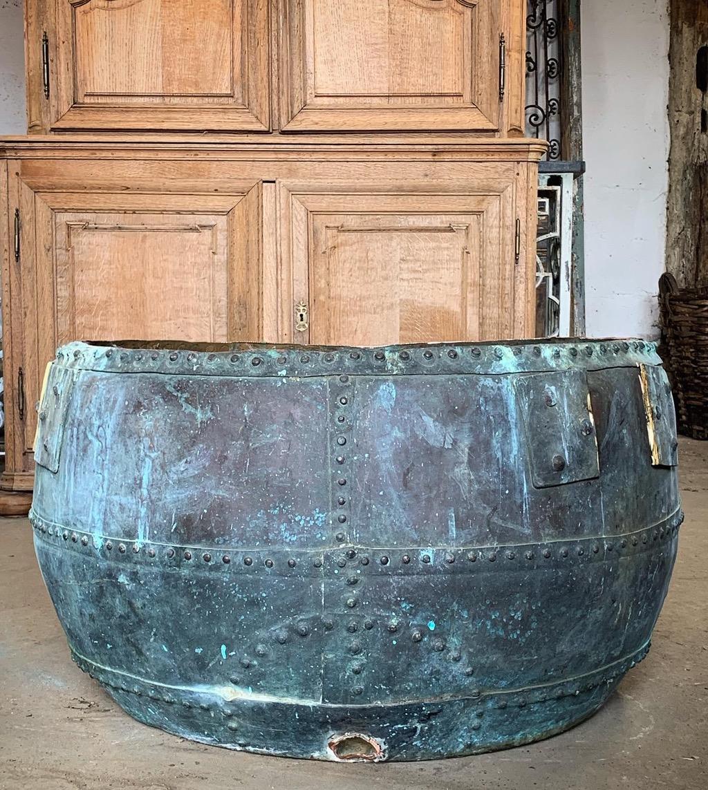 Large 19th Century Riveted Copper Garden Planter For Sale at 1stDibs