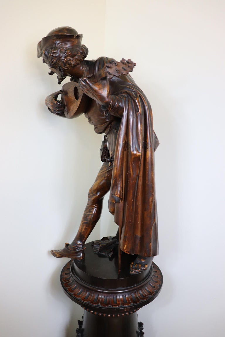 Large 19th Century Sculpture of Mandolin Player by Valentino Panciera ...