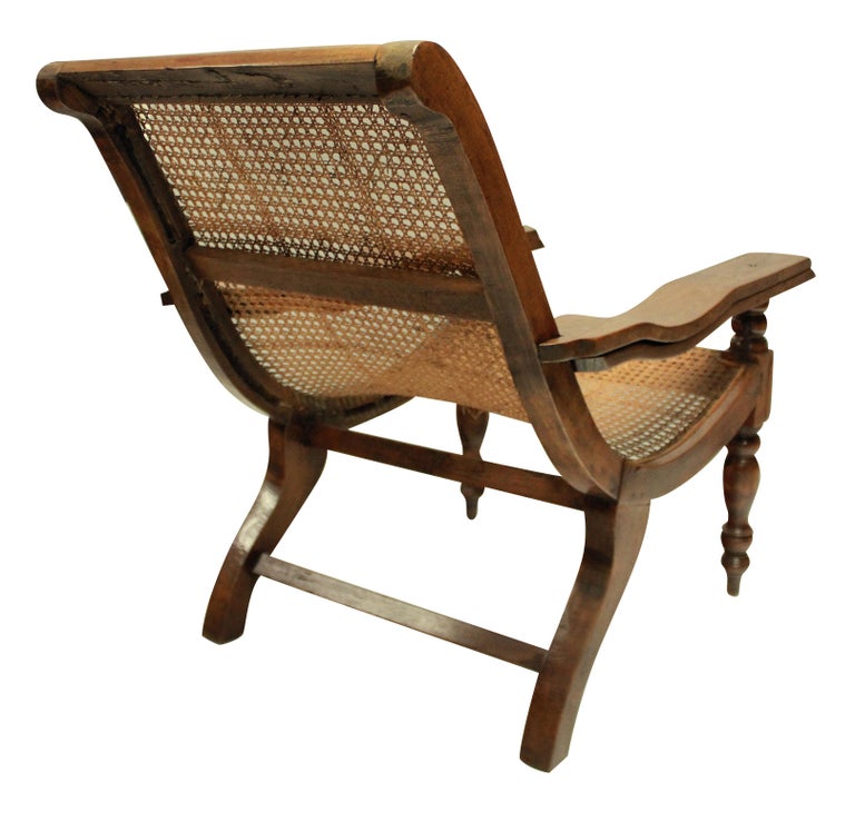 Large 19th Century Solid Teak Colonial Plantation Chair For Sale at 1stDibs