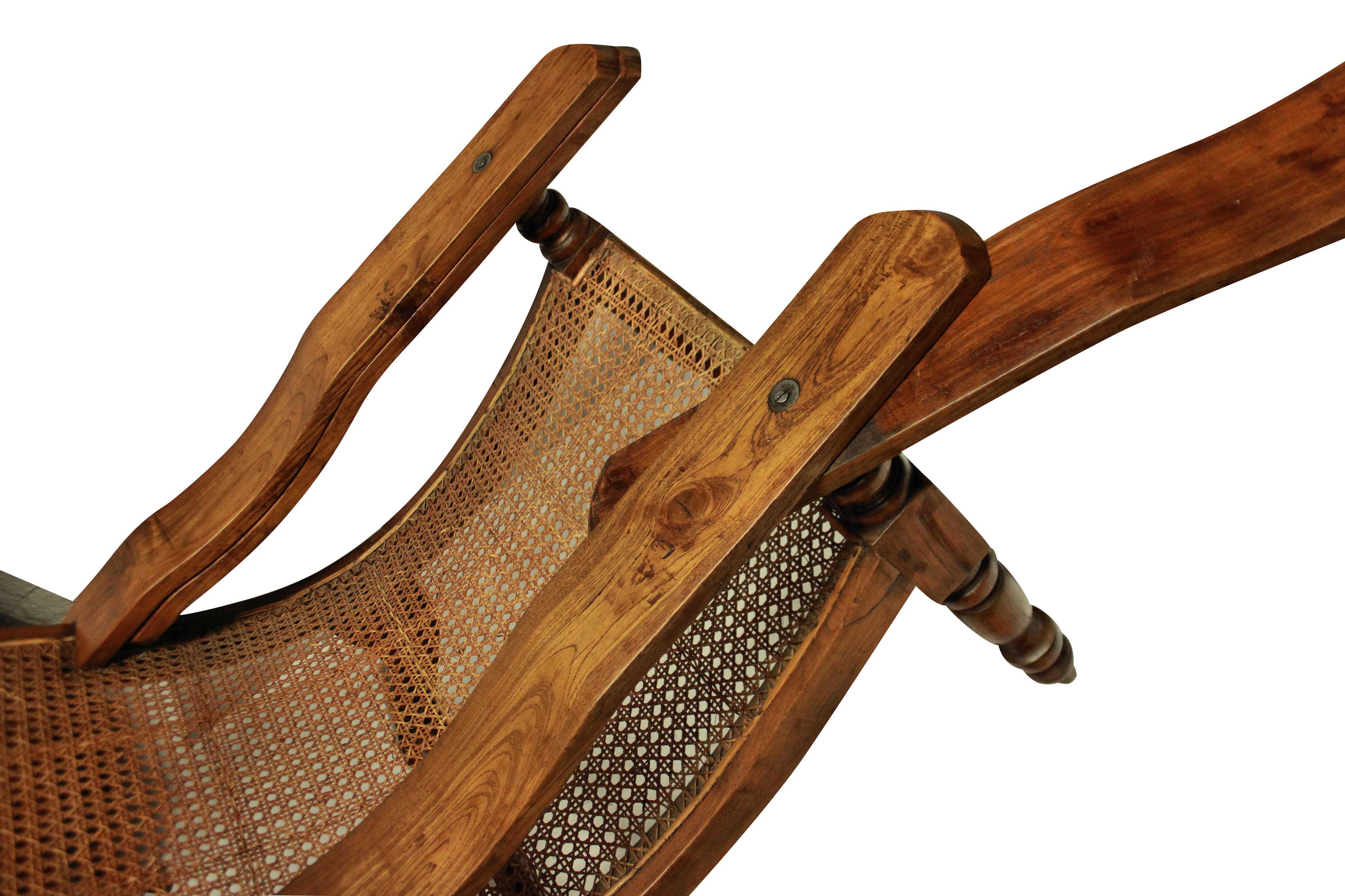 Large 19th Century Solid Teak Colonial Plantation Chair For Sale at 1stDibs