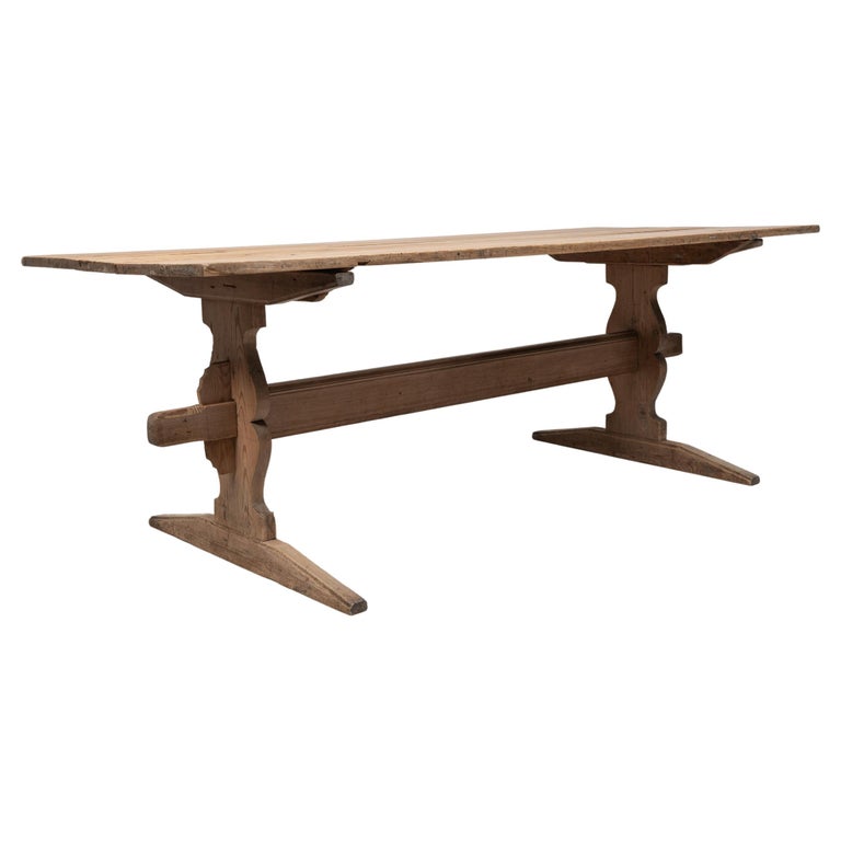 Large 19th Century Swedish Pine Unusual Dining or Trestle Table at 1stDibs