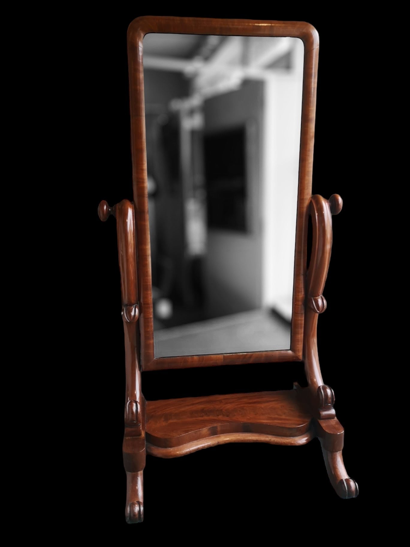 Large 19th Century Swing Cheval Mirror For Sale at 1stDibs