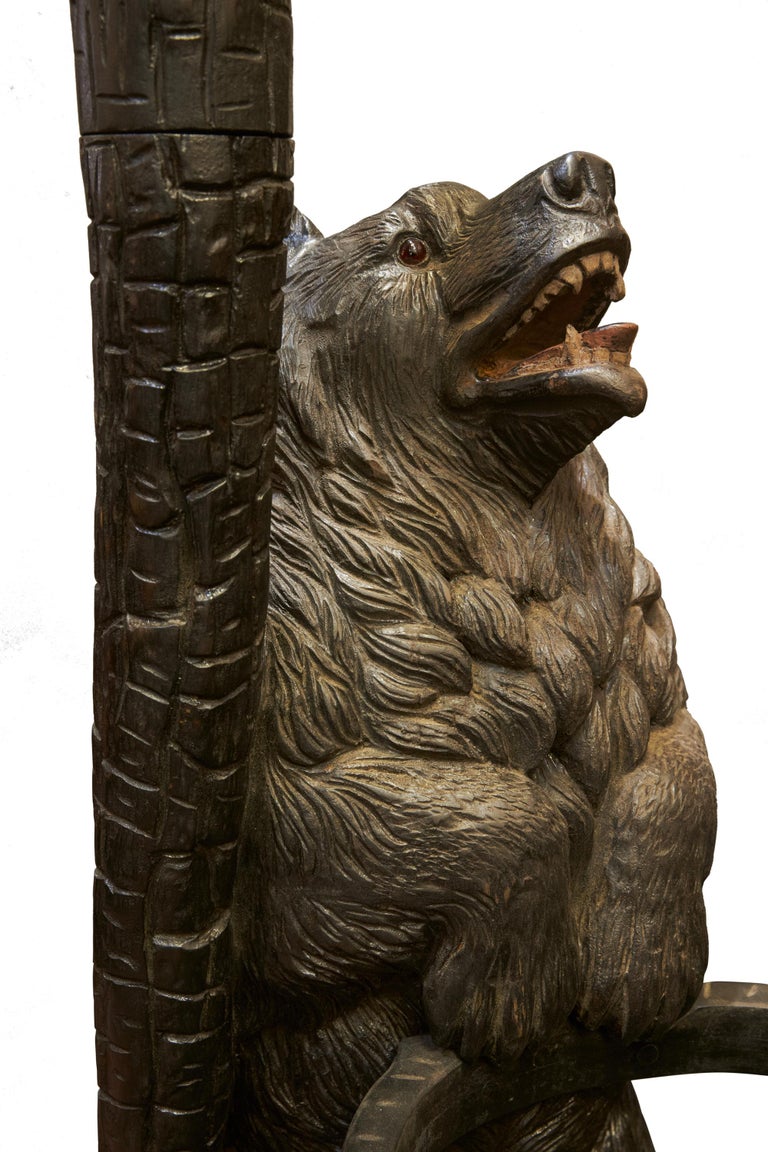 Large Late 19th Century Swiss Black Forest Wood Bear Coat and Hat Rack ...
