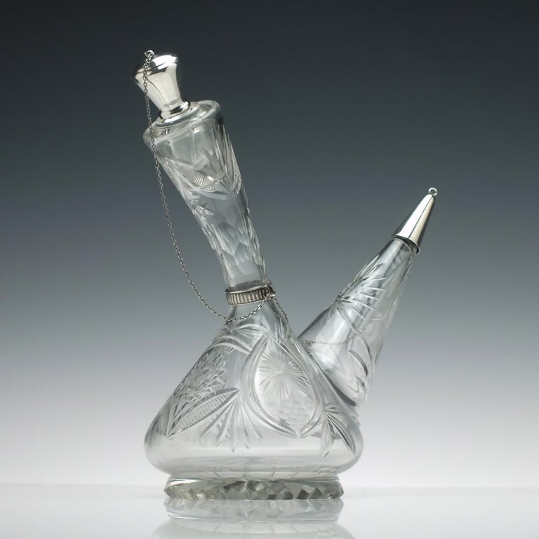 Large 19th Century Victorian Glass Porron Decanter, circa 1880 For Sale ...