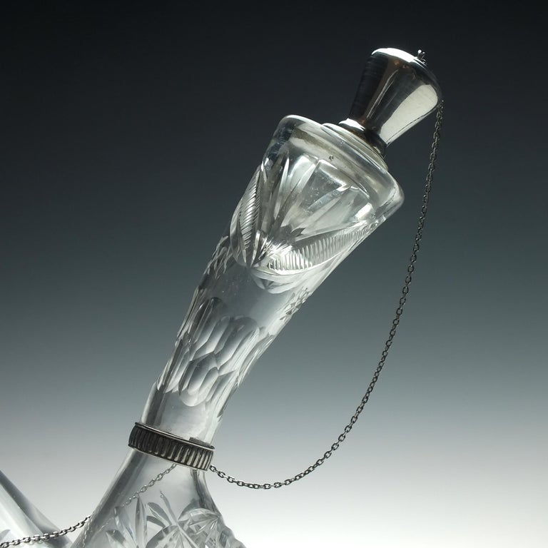 Large 19th Century Victorian Glass Porron Decanter, circa 1880 For Sale ...