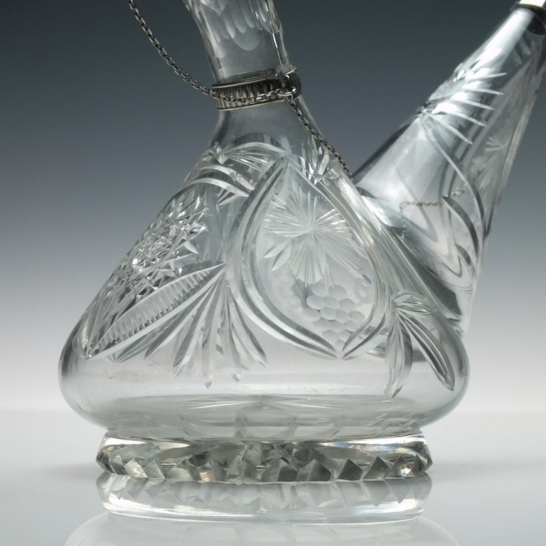 Large 19th Century Victorian Glass Porron Decanter, circa 1880 For Sale ...