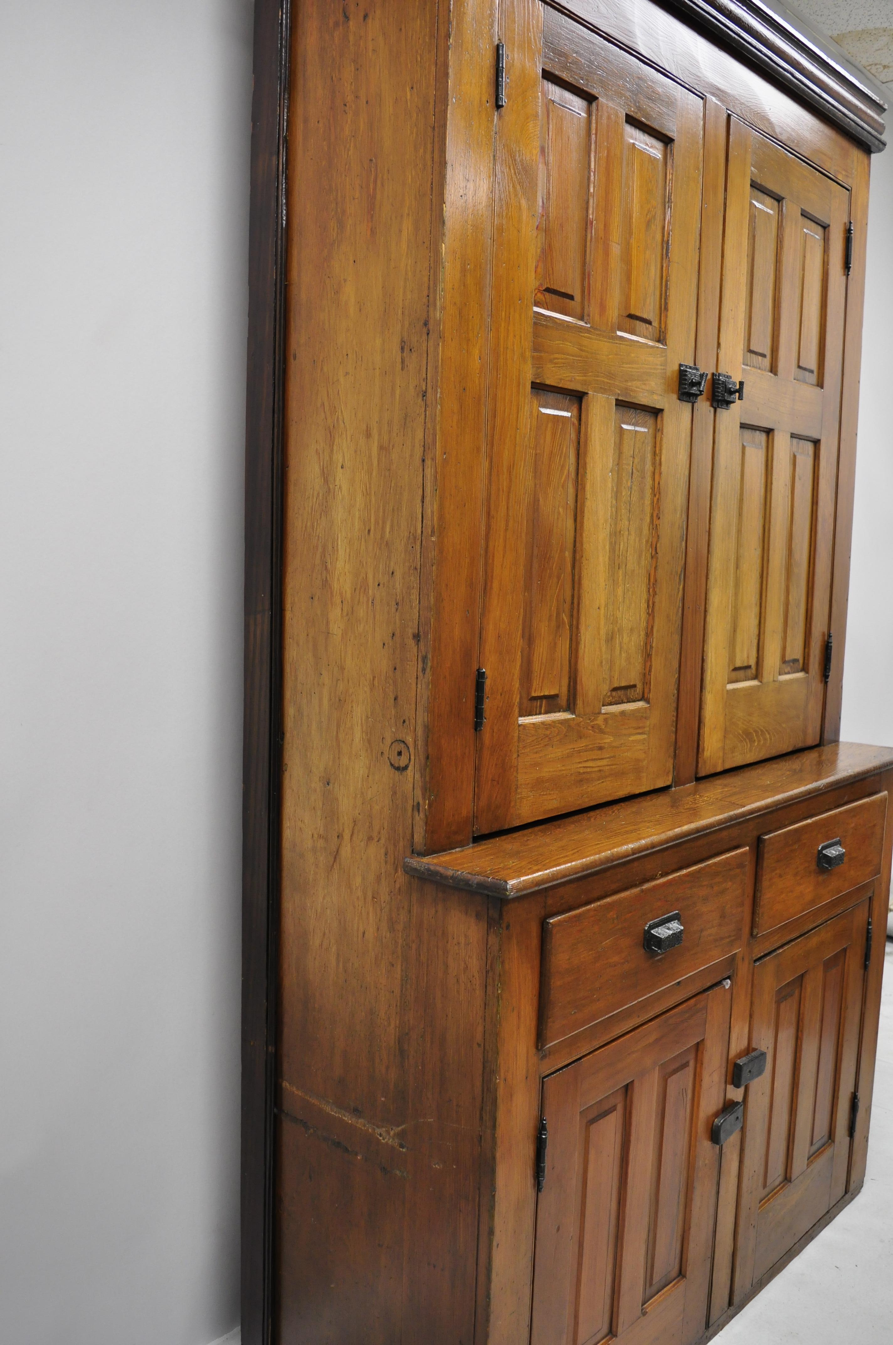 Large 19th Century Wood Tall Blind Doors Cupboard Cabinet Step Back ...