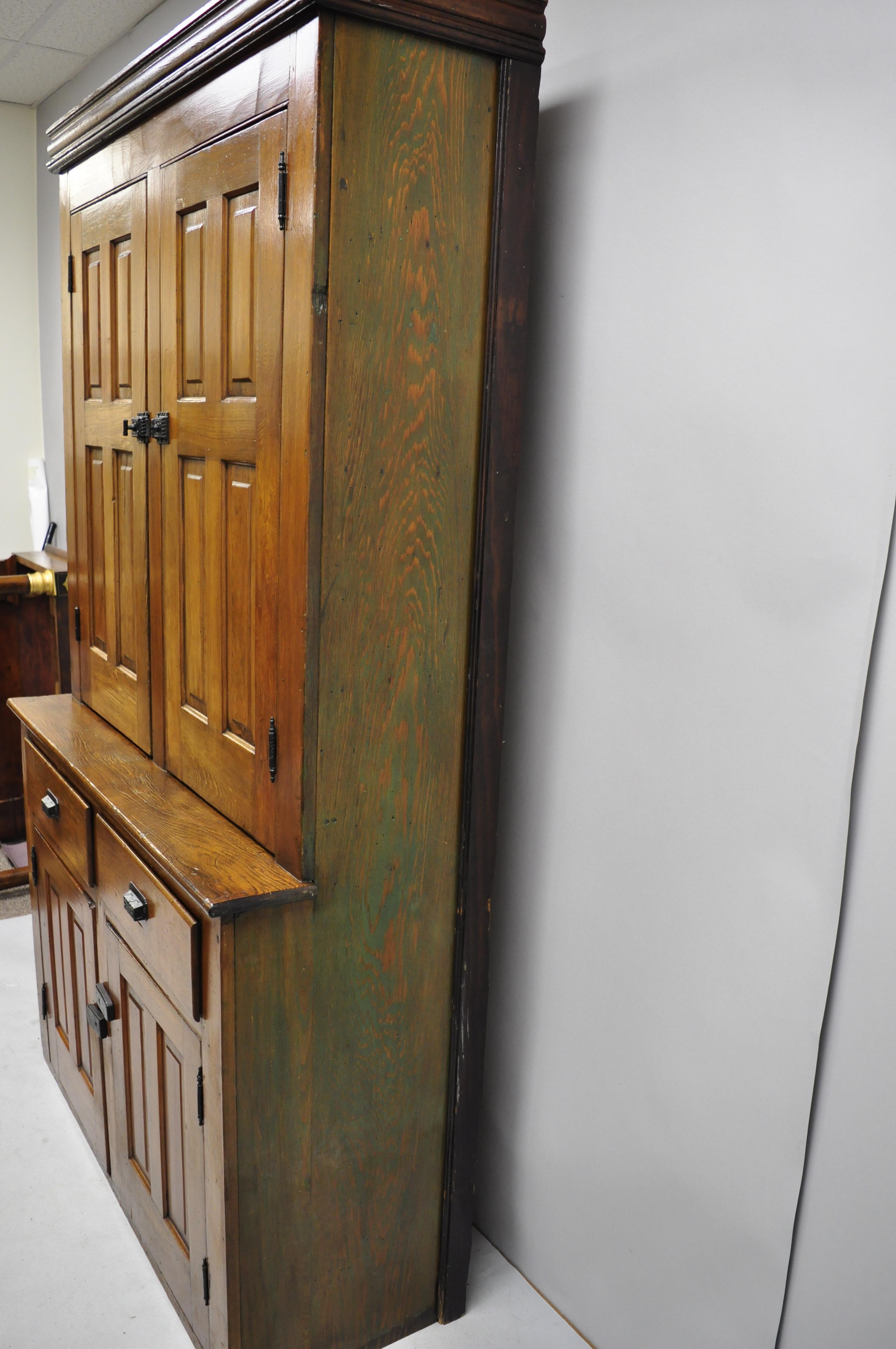 Large 19th Century Wood Tall Blind Doors Cupboard Cabinet Step Back ...