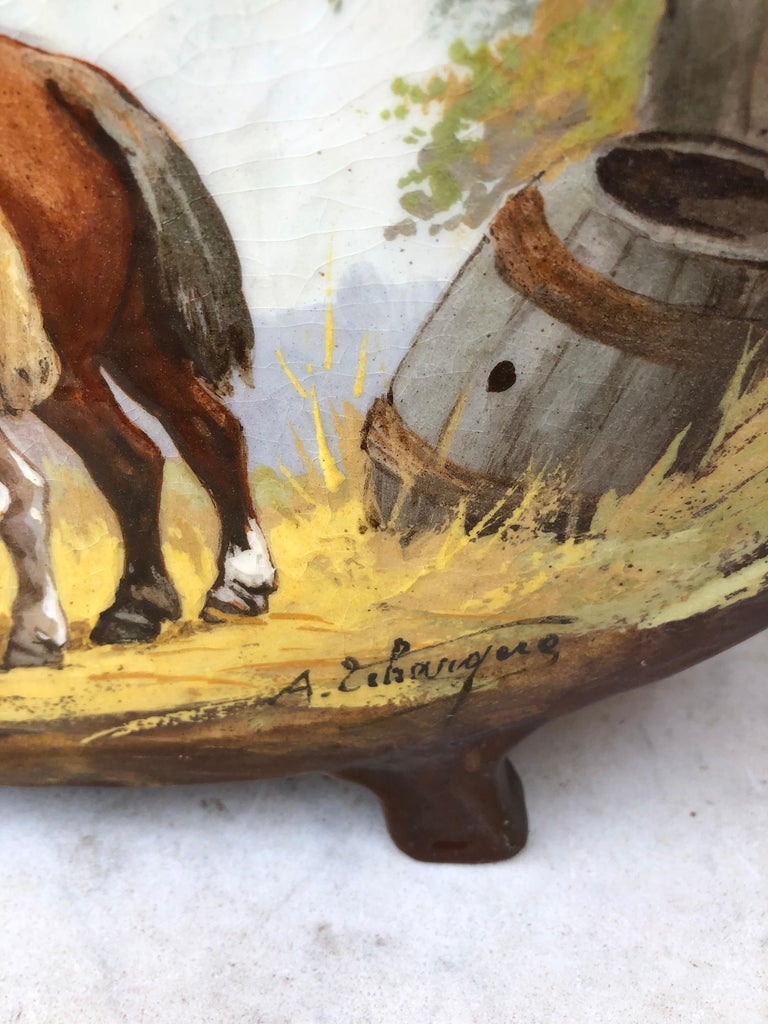 Large 19th French Jardiniere with Horses and Barnyard Albert Lebarque ...