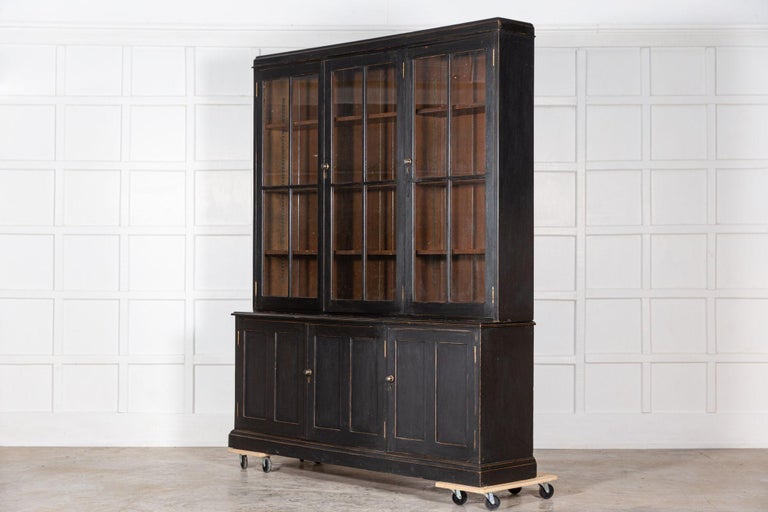 Large 19thC English Ebonised Oak Glazed Chest Of Drawers / Cabinet For ...