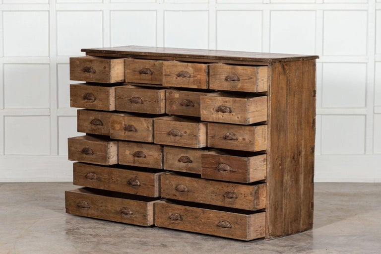 Large 19th Century English Pine Haberdashery Drawers For Sale at 1stDibs