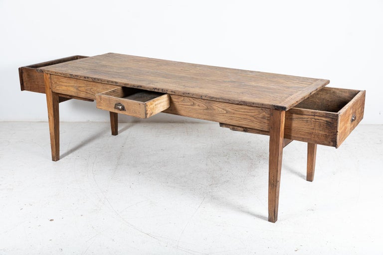 Large 19thC French Elm Farmhouse Refectory Table For Sale at 1stDibs
