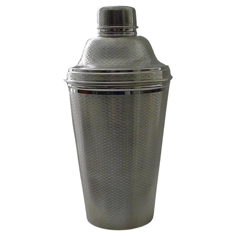 Large 2 1/4 Pint English Art Deco Silver Plated Cocktail Shaker, Engine ...
