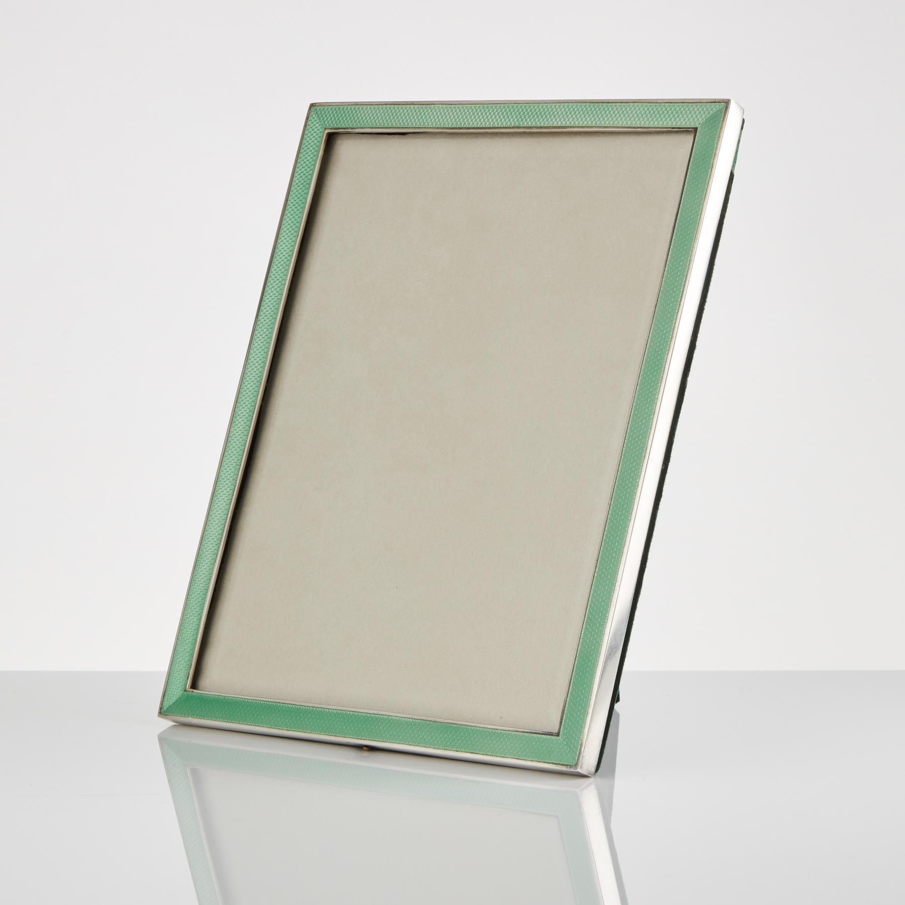 Large 20th Century Art Deco Silver and Enamel Photograph Frame, circa ...