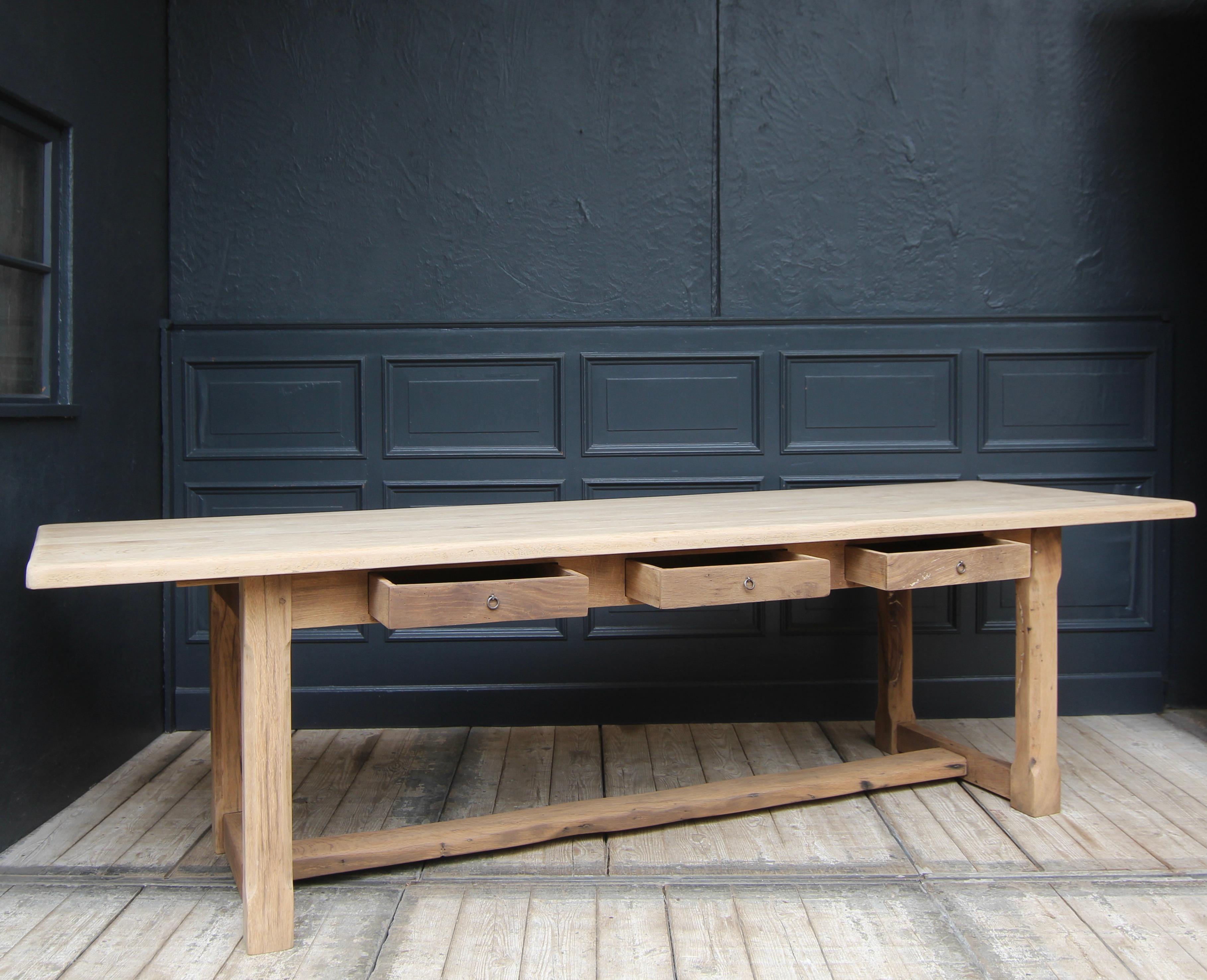 Large 20th Century Oak Farm Dining Table For Sale at 1stDibs