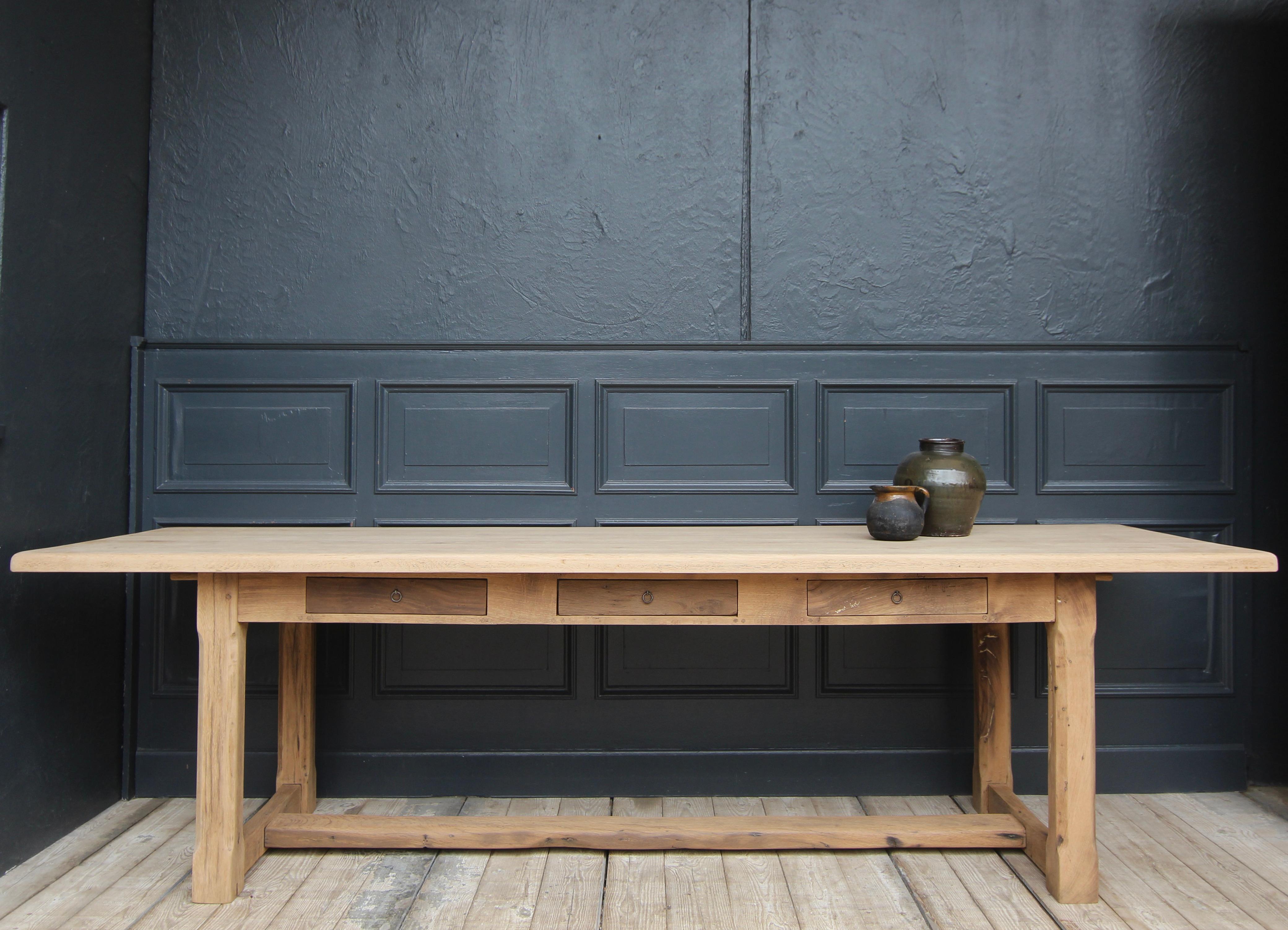 Large 20th Century Oak Farm Dining Table For Sale at 1stDibs