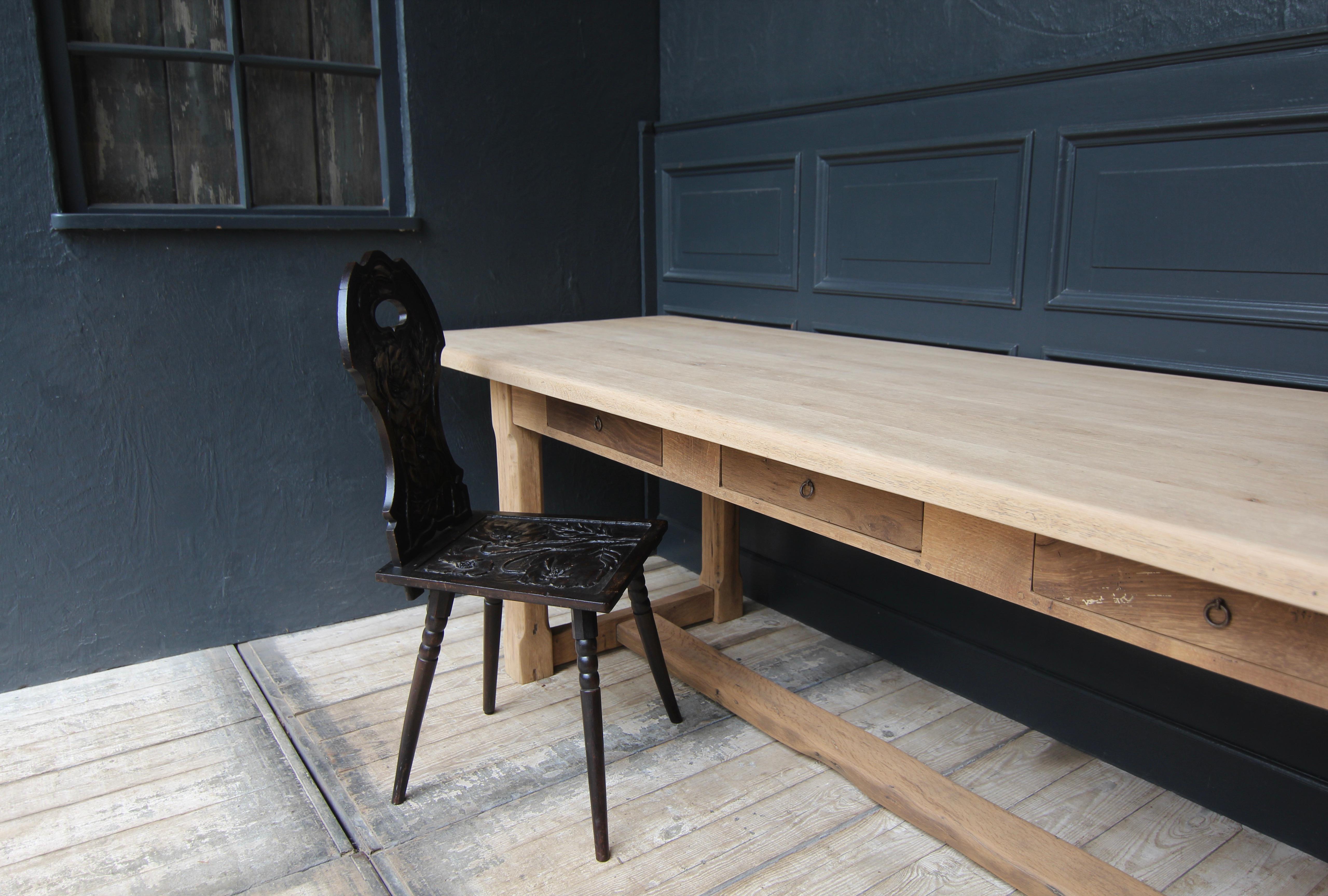 Large 20th Century Oak Farm Dining Table For Sale at 1stDibs