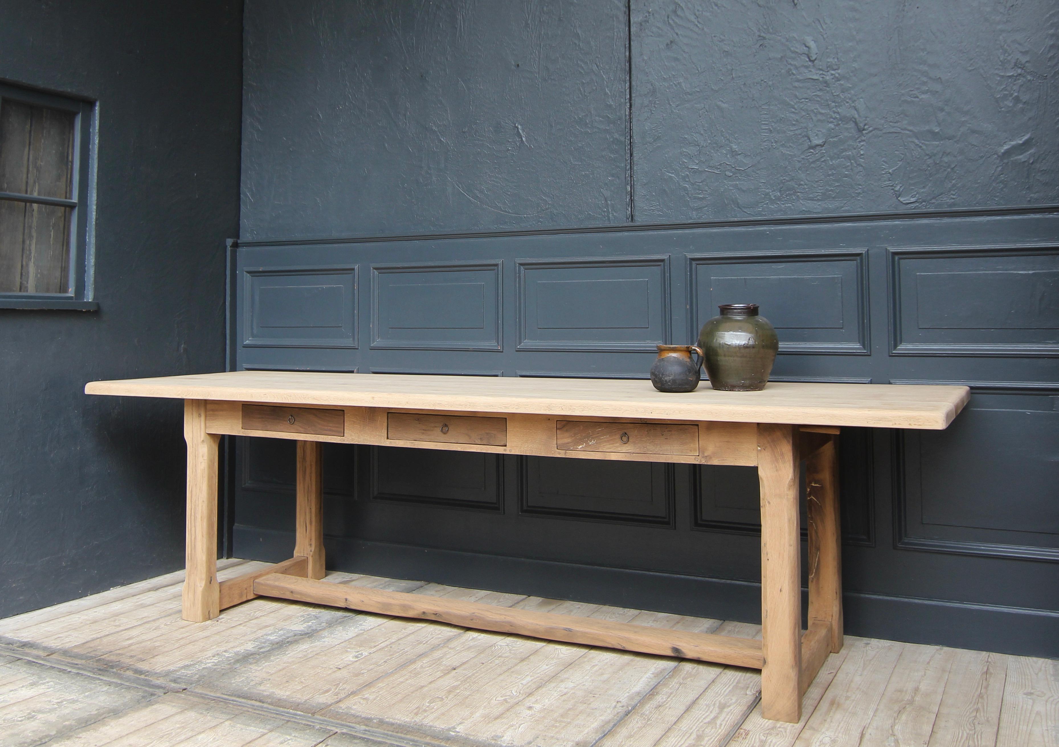 Large 20th Century Oak Farm Dining Table For Sale at 1stDibs