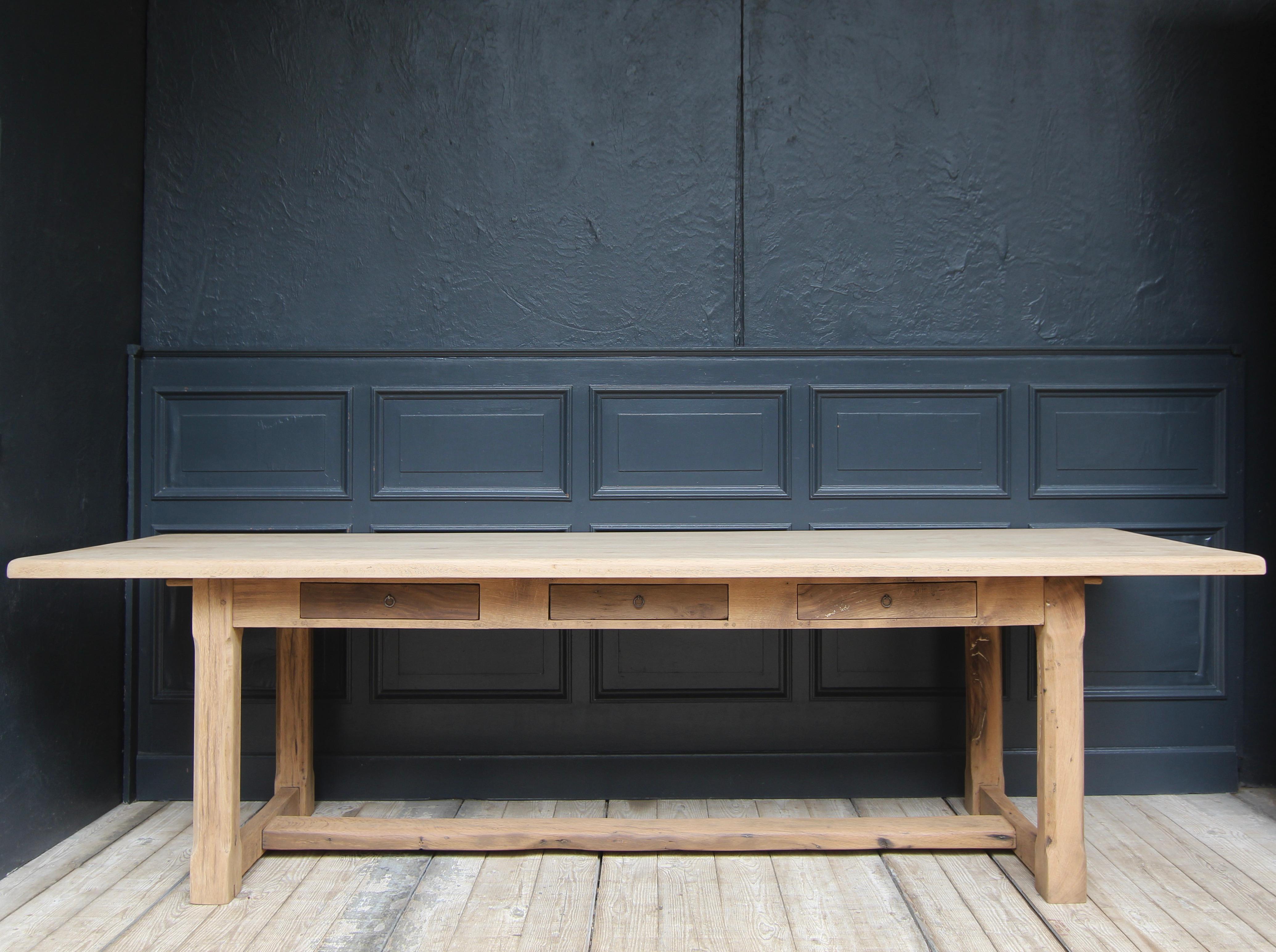 Large 20th Century Oak Farm Dining Table For Sale at 1stDibs