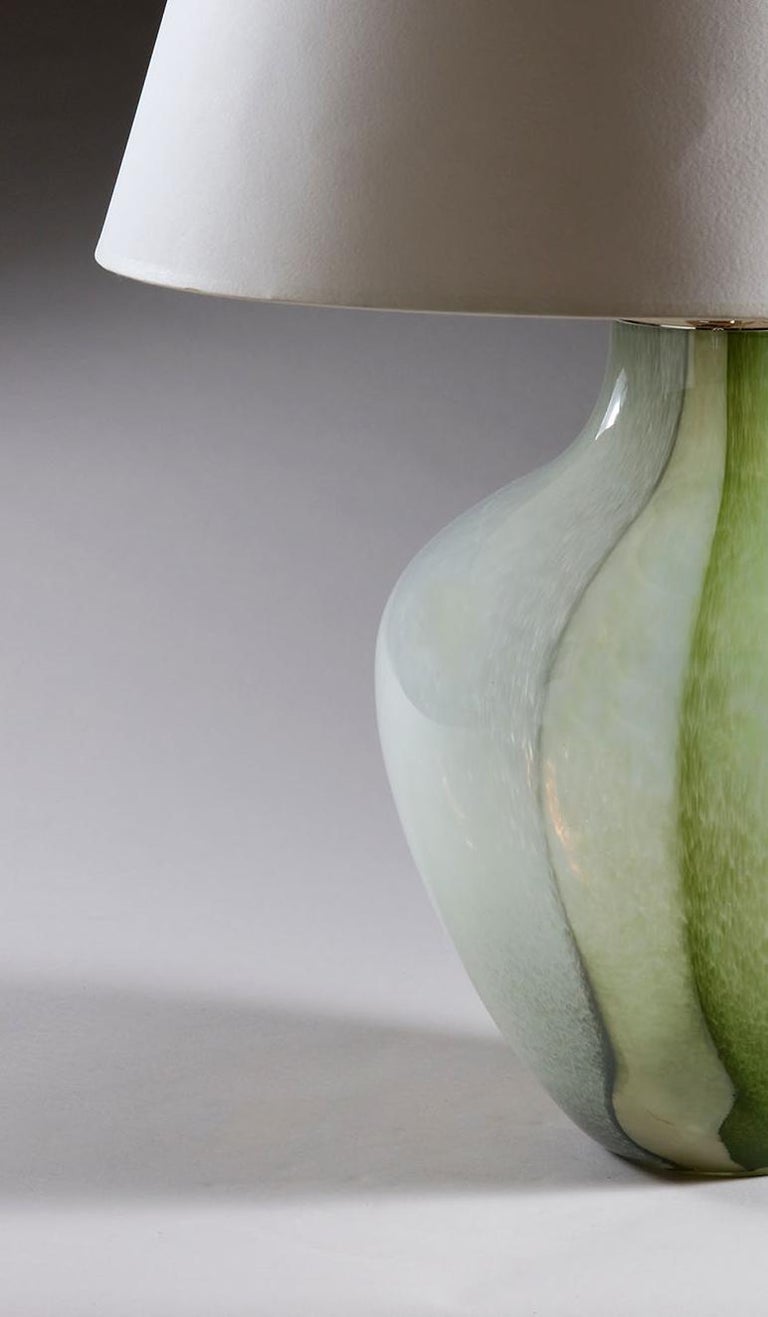 Large 20th Century Scottish Green Art Glass Vase as a Table Lamp After ...