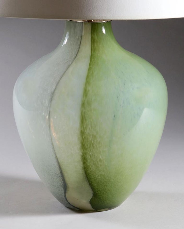 Large 20th Century Scottish Green Art Glass Vase as a Table Lamp After ...