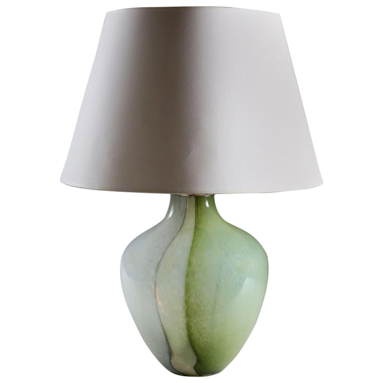 Large 20th Century Scottish Green Art Glass Vase as a Table Lamp After ...