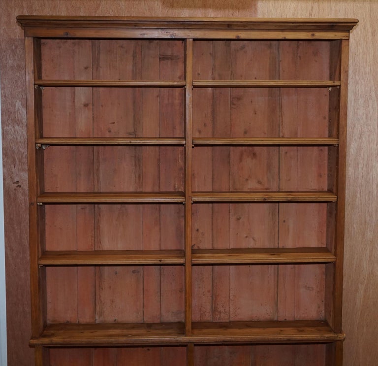 Large Tall Victorian Pine Library Bookcase with Height Adjustable ...