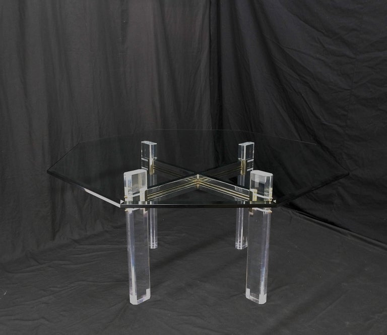 Large 3/4" Glass Top Octagonal Shape Lucite Base Dining Conference ...