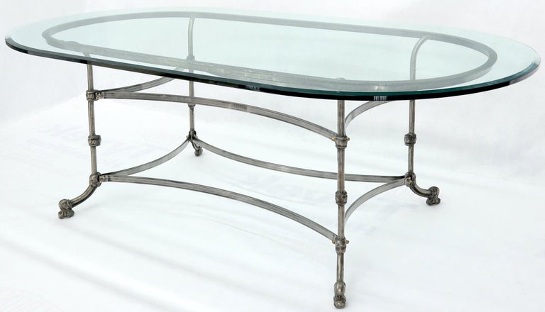 Large Glass Racetrack Oval Top Dining Table at 1stDibs
