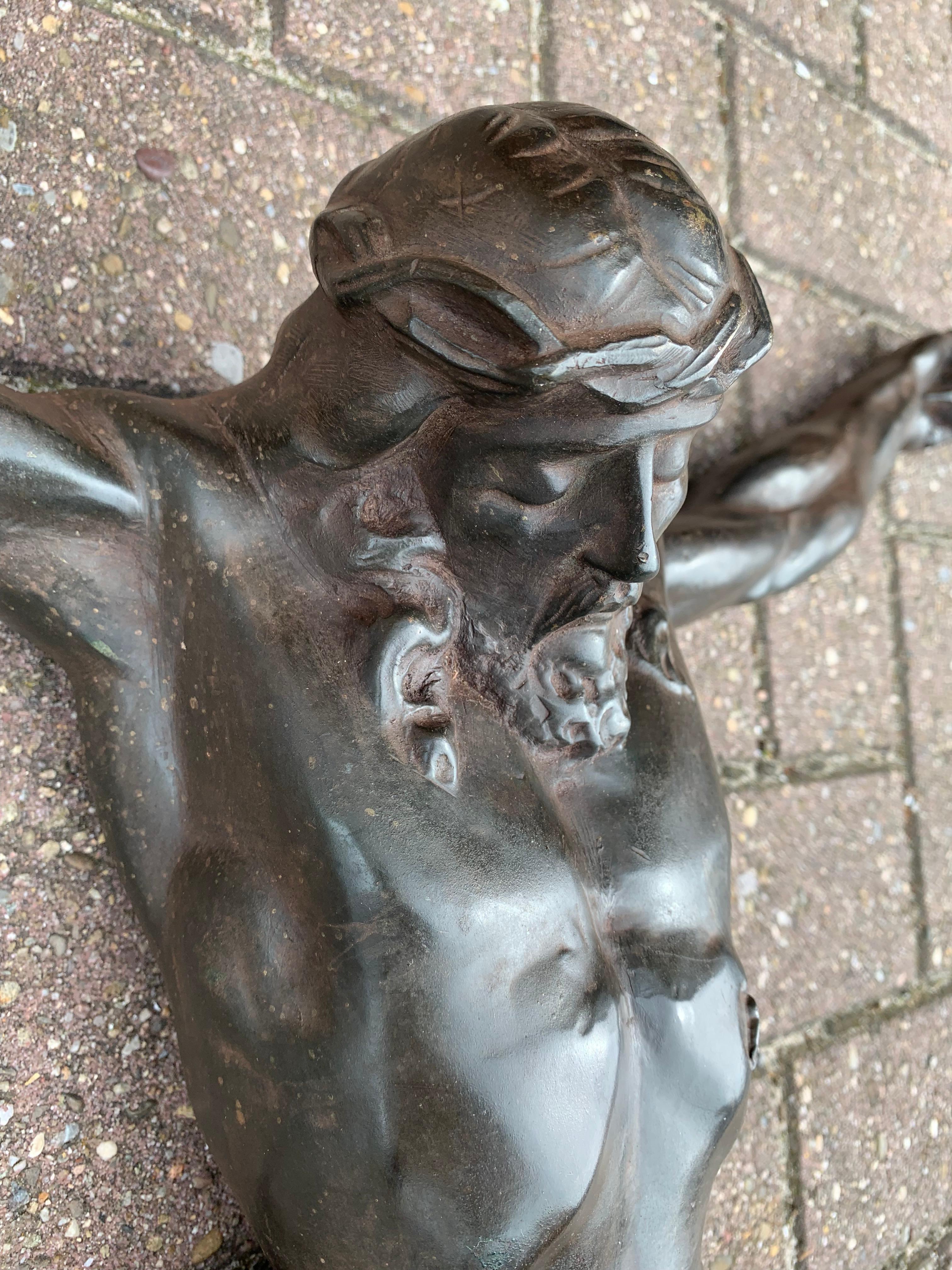 Large and Impressive Antique Bronze Corpus of Christ w. Amazing Details ...