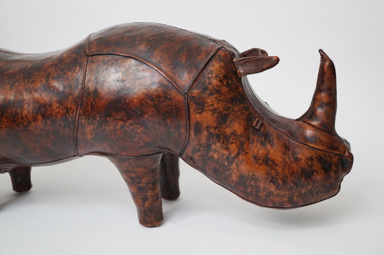 Leather Rhino Stool by Dimitri Omersa for Abercrombie and Fitch, Signed ...