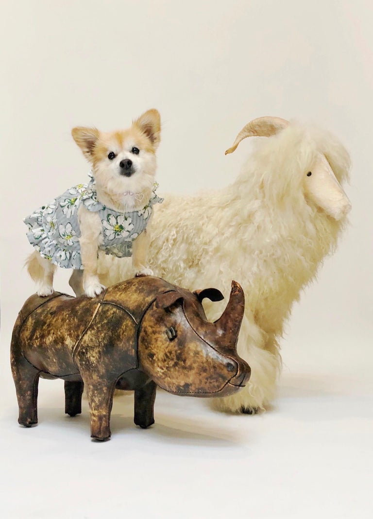 Leather Rhino Stool by Dimitri Omersa for Abercrombie and Fitch, Signed ...