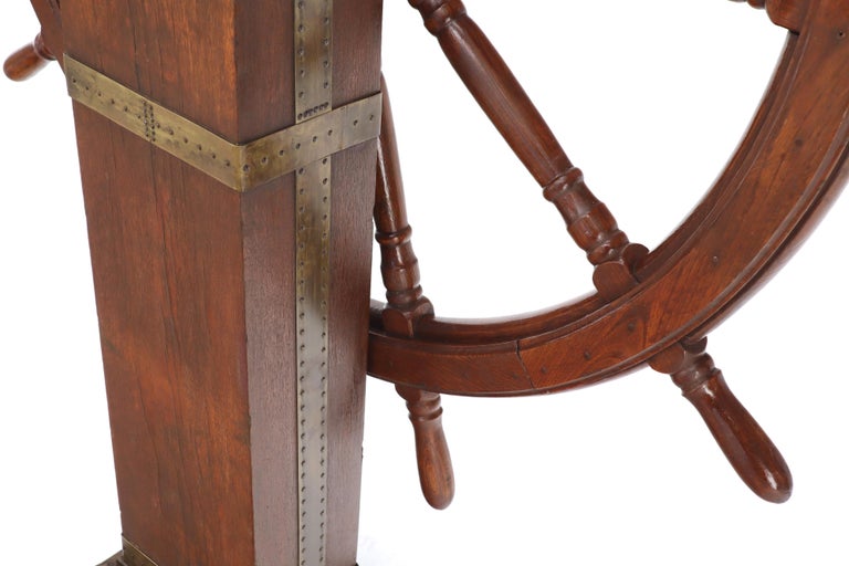 Large Wooden Ships Wheel on Stand at 1stDibs
