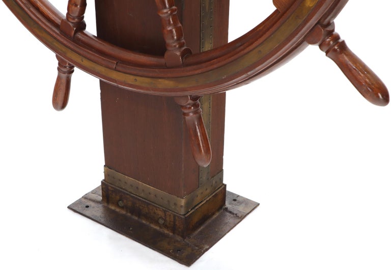 Large Wooden Ships Wheel on Stand at 1stDibs